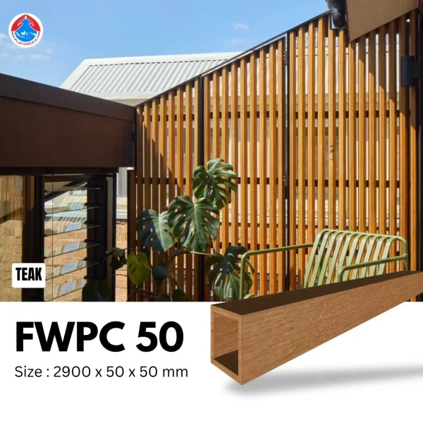 Wallpanel WPC Hollow/Tube Outdoor FWPC50 TEAK - Produknya Orang Indonesia